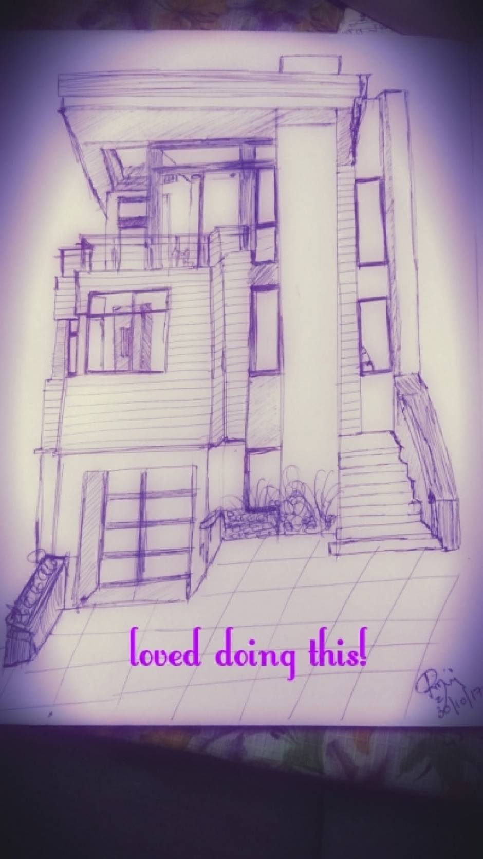 Free hand sketch of a house