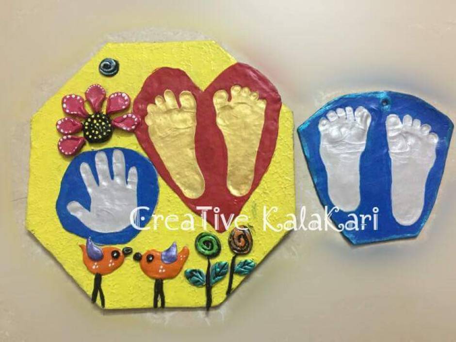 Baby's hand n foot prints captured on clay....