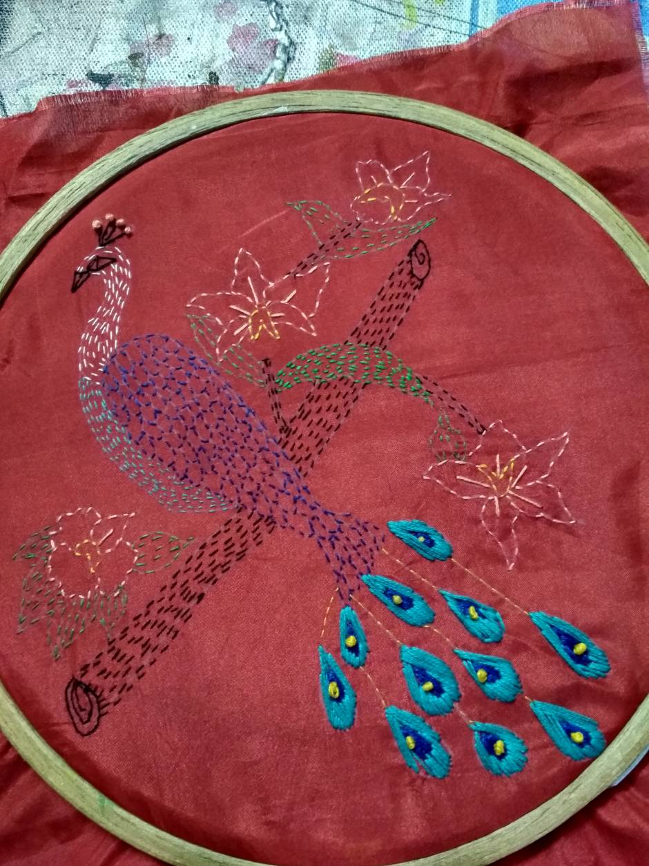 Kantha work embroidery