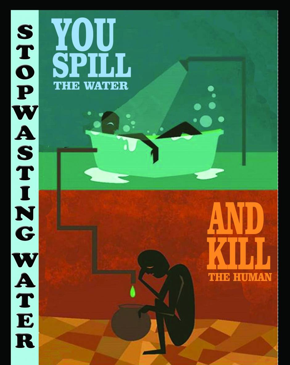 Water + digital poster on save water