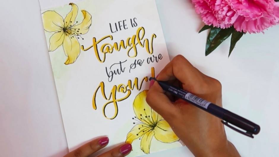 Easy Watercolor Painting with Brush Pen Calligraphy
