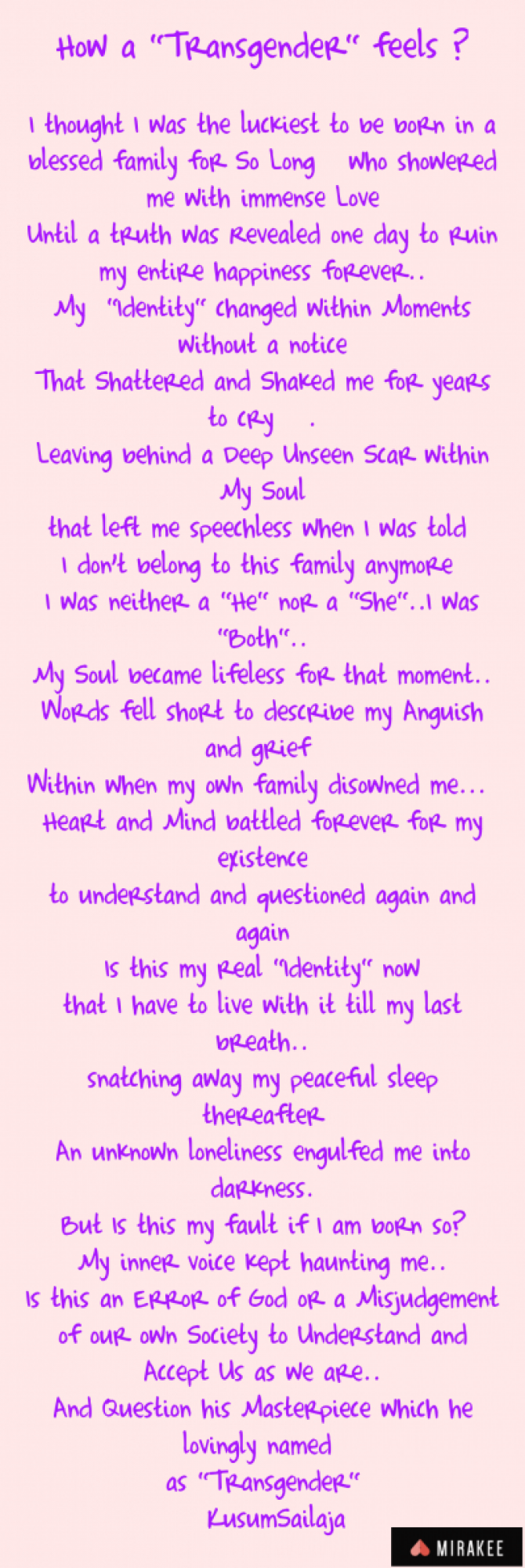 How a "Transgender" feels?