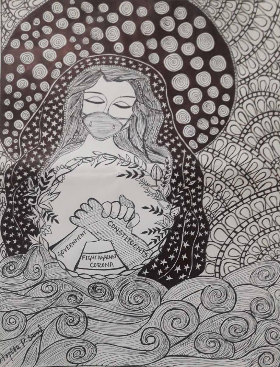 Doodle Art about pandemic Covid-19