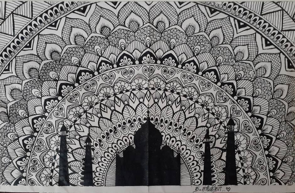 Mandala art of Taj mahal