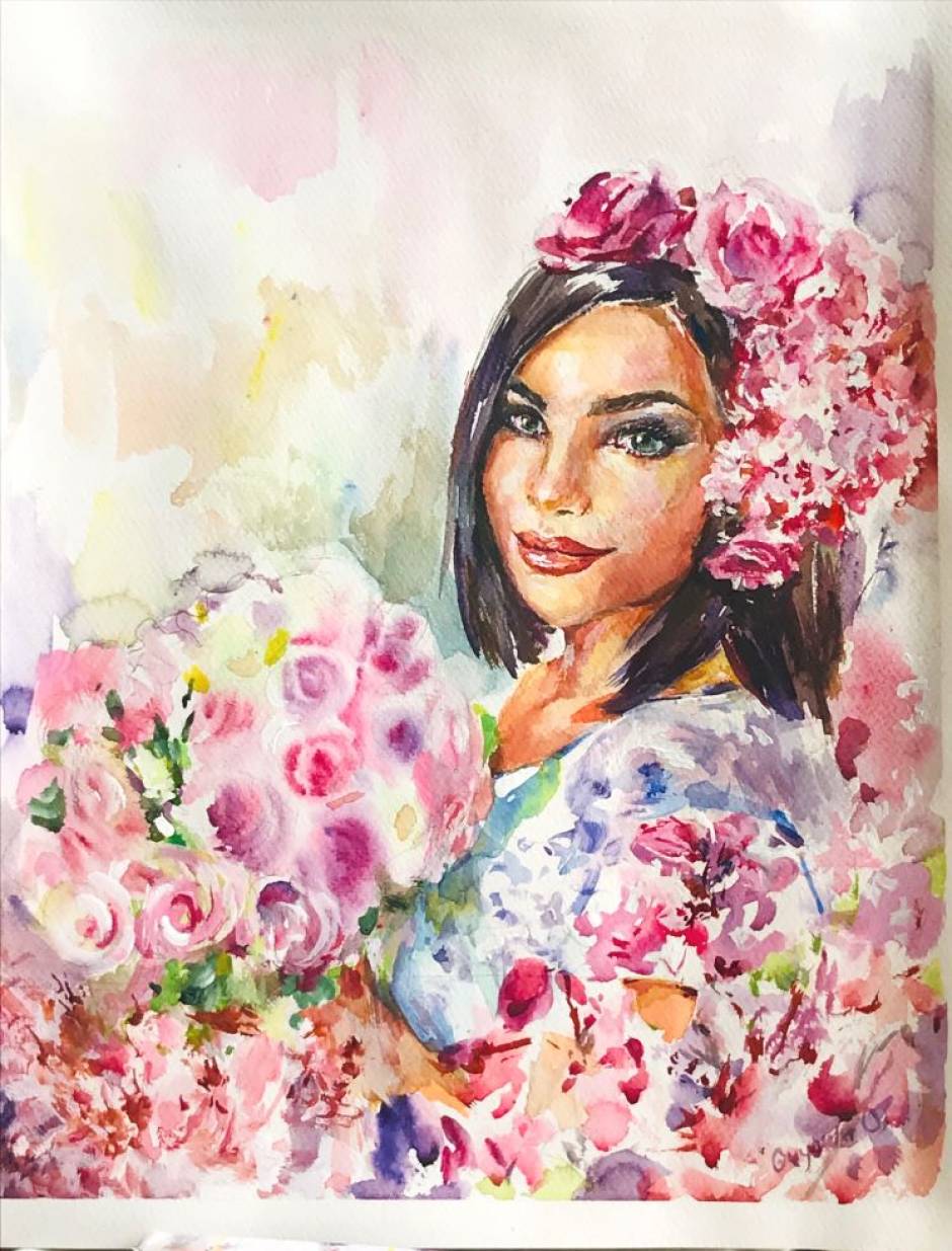 Victoria with flowers