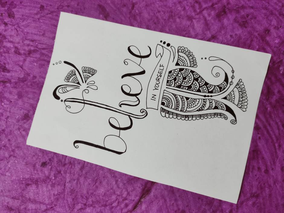 Doodling + Mandala Art with a Positive Quote
