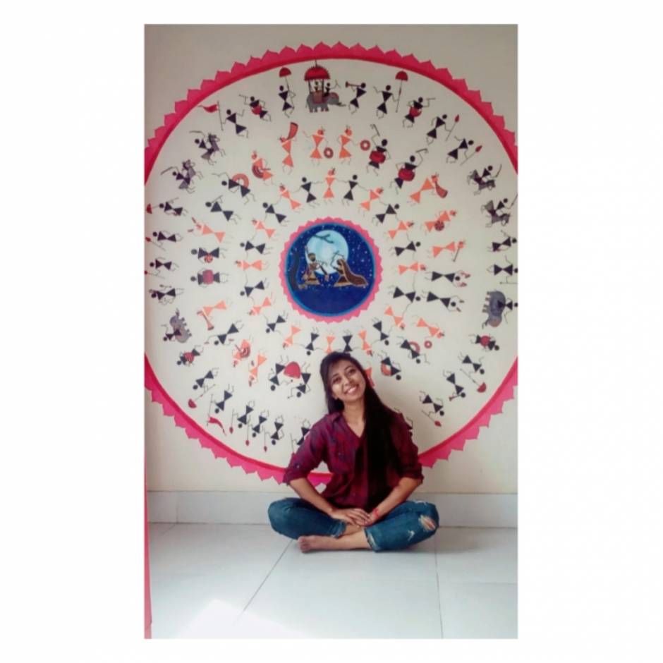 Warli mandala on wall