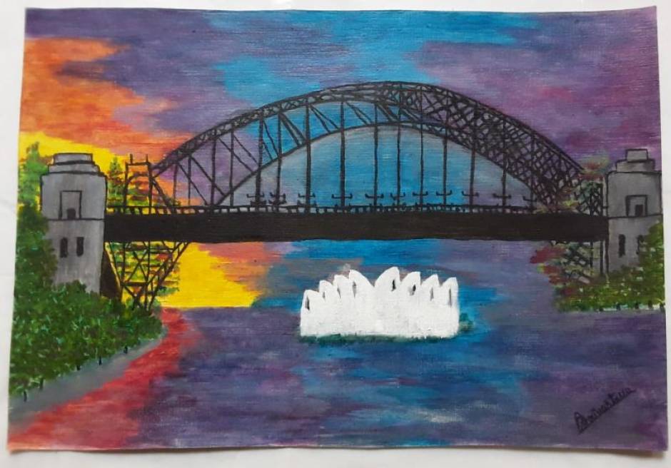 Bridge. Oil Colour Painting.