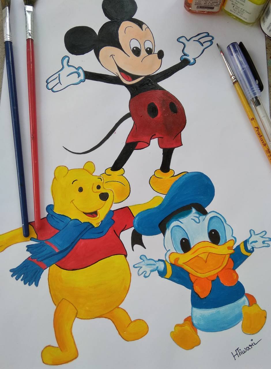 Happy Cartoon Characters Drawing