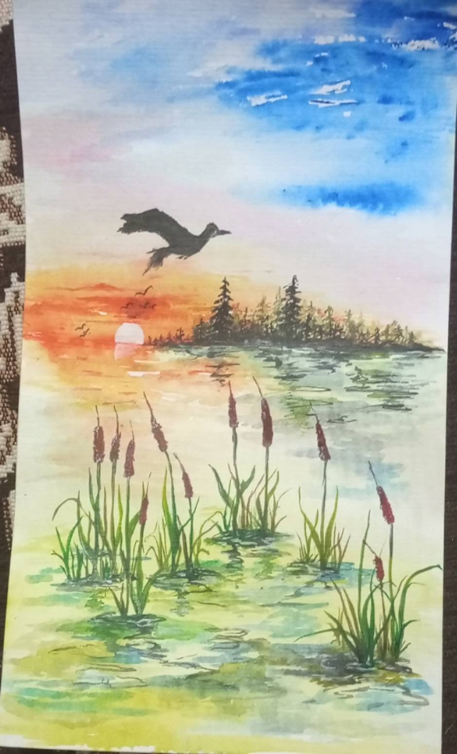 Painting with acrylic and watercolor