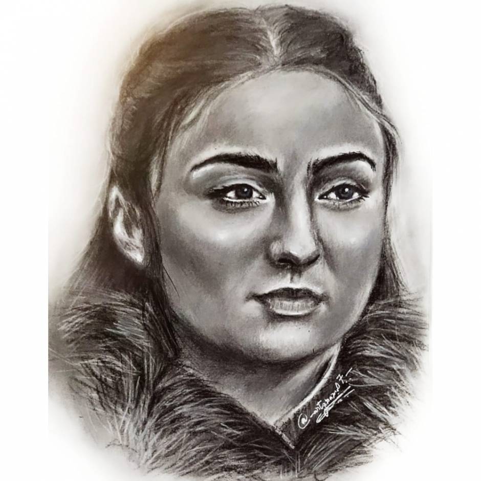 Drawing sketch of Sansa stark