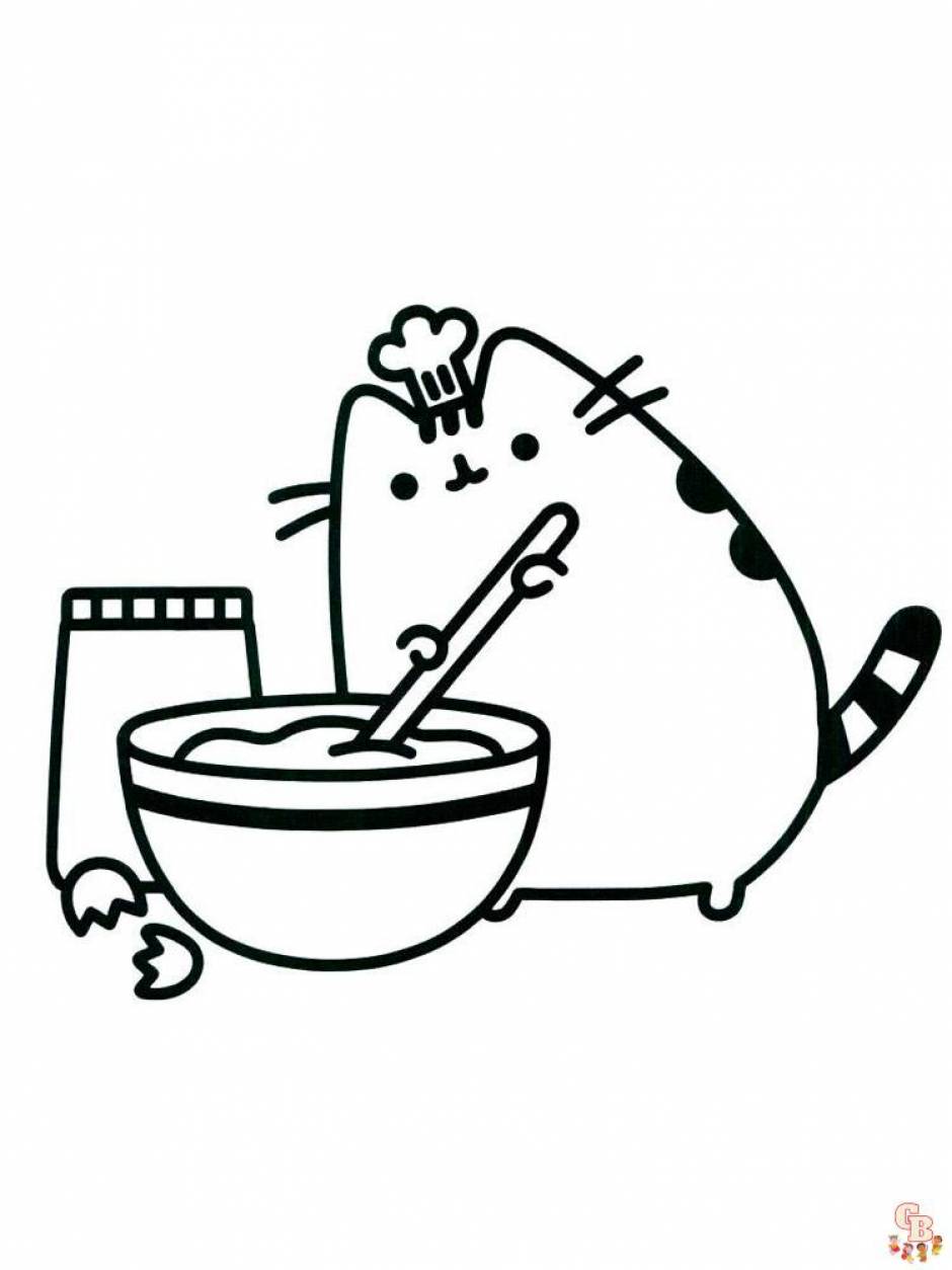 pusheen coloring pages pizza