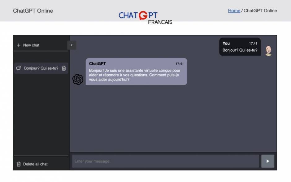 ChatGPT Francais for free and without registration